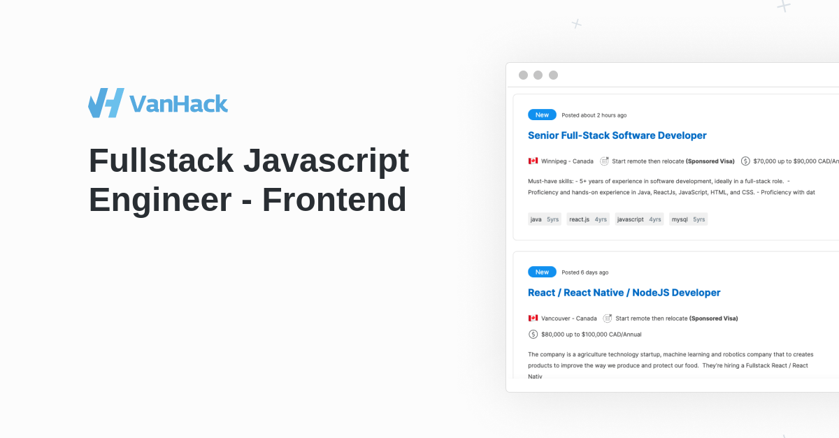 Fullstack Javascript Engineer Frontend Vanhack